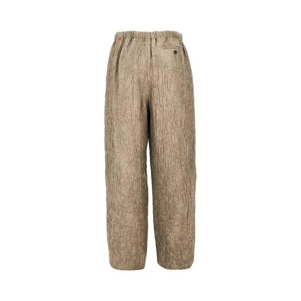 Emporio Armani Bark Effect Linen-blend Pants - Beige