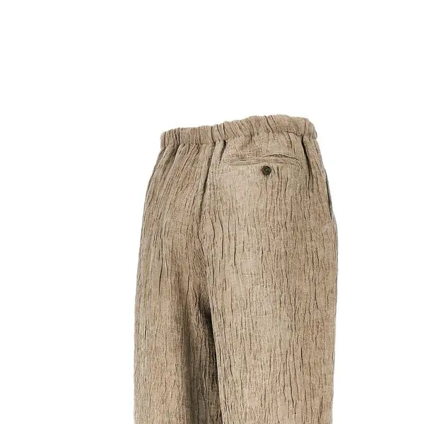 Emporio Armani Bark Effect Linen-blend Pants - Beige