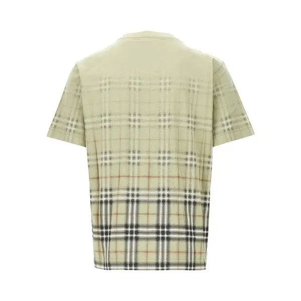 Burberry Cotton T-hirt With Faded Check Motif - Khaki
