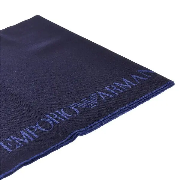 Emporio Armani Jacquard Logo Wool Scarf - Blue