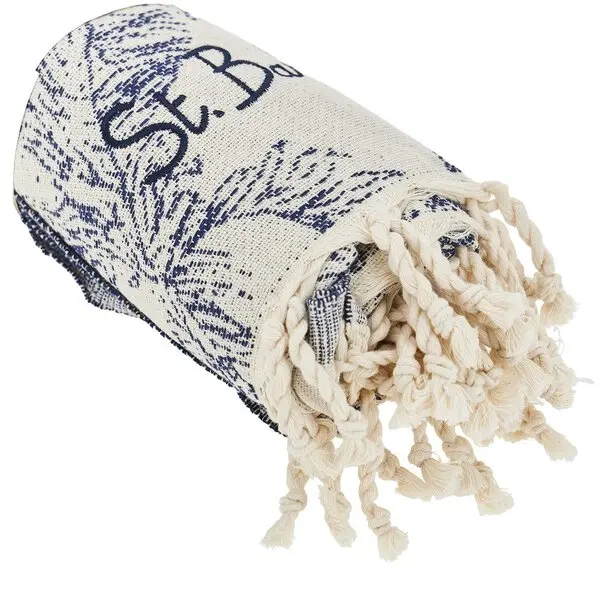 MC2 SAINT BARTH Cotton Jacquard Beach Towel With Jungle Oceania Motif