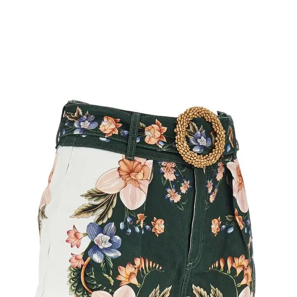 Farm Rio Floral Twill Belted Shorts