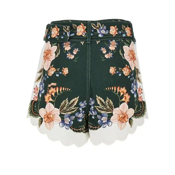 Farm Rio Floral Twill Belted Shorts