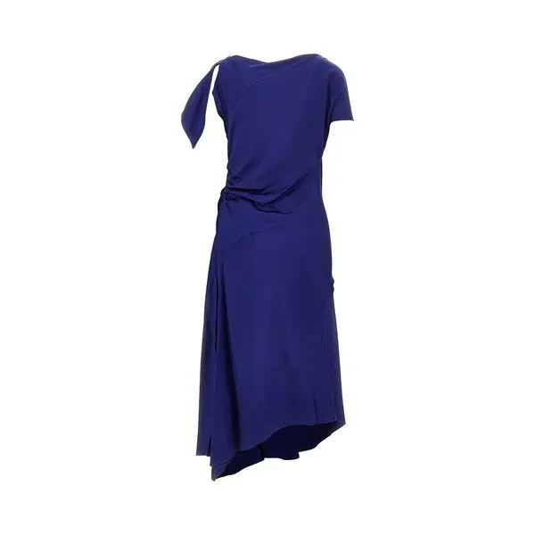 Victoria Beckham Crepe Back Satin Asymmetrical Midi Dress