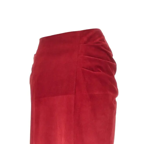 Valentino Garavani Suede Leather Knee-length Skirt With Ruched Waist