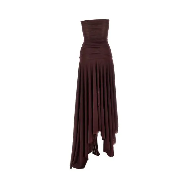 MAYGEL CORONEL Strapless Ruched Floral Embellished Maxi Dress - Red