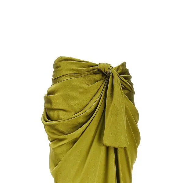 Chloé Draped Silk Midi Skirt - Green