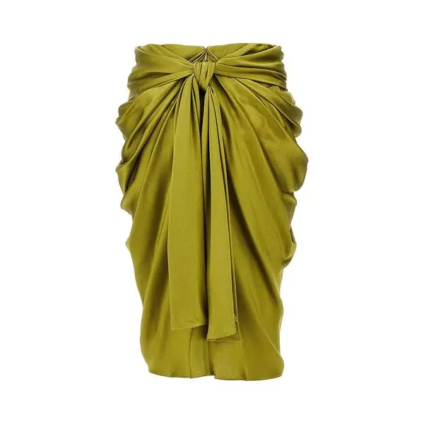 Chloé Draped Silk Midi Skirt - Green