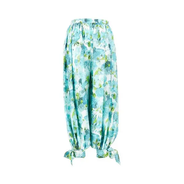 Chloé Jacquard Silk Floral Print Balloon Leg Pants
