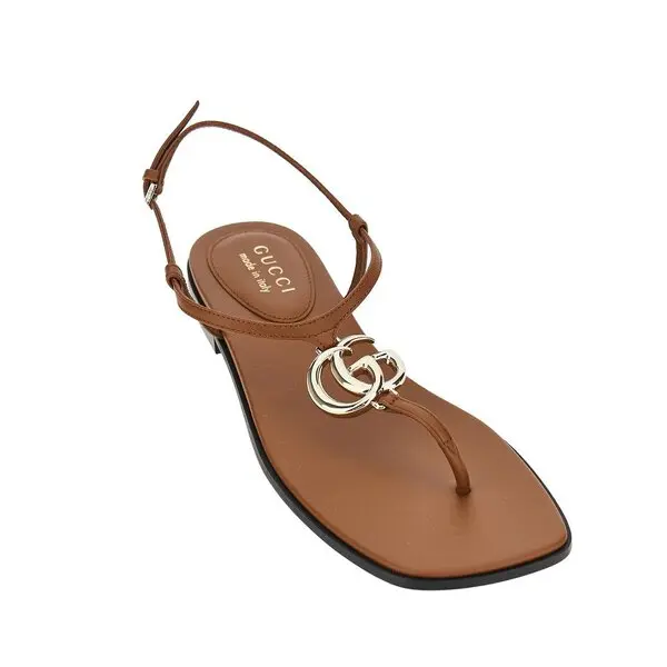 Gucci Double G Leather Thong Sandals