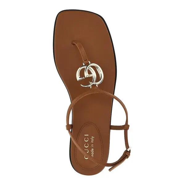 Gucci Double G Leather Thong Sandals