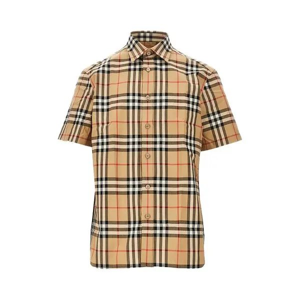 Burberry Check Poplin Shirt - Beige