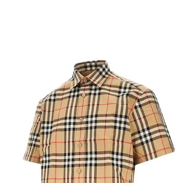 Burberry Check Poplin Shirt - Beige