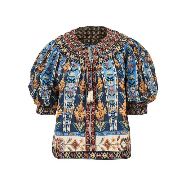 Farm Rio Tapestry Print Cotton Blouse