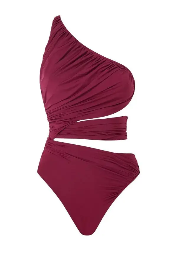 MAYGEL CORONEL Manglar Asymmetrical One-piece Swimsuit With Cut-out Details - Purple