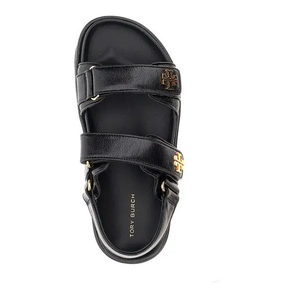 Tory Burch Kira Leather Sandals With Gold-toned Double T Logo