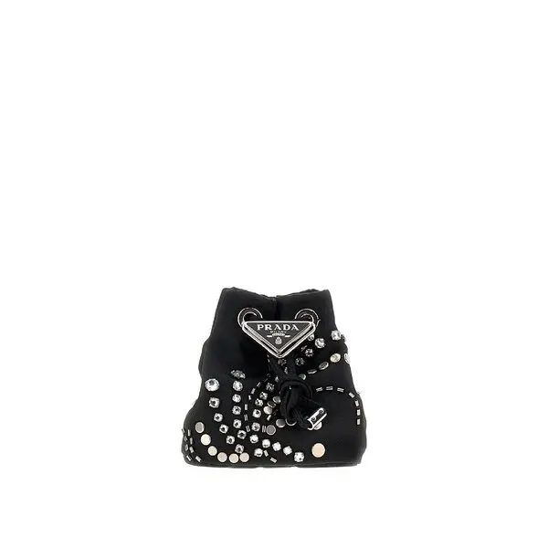 Prada Re-nylon Re-edition 1978 Mini Pouch With Crystal And Stud Embroidery