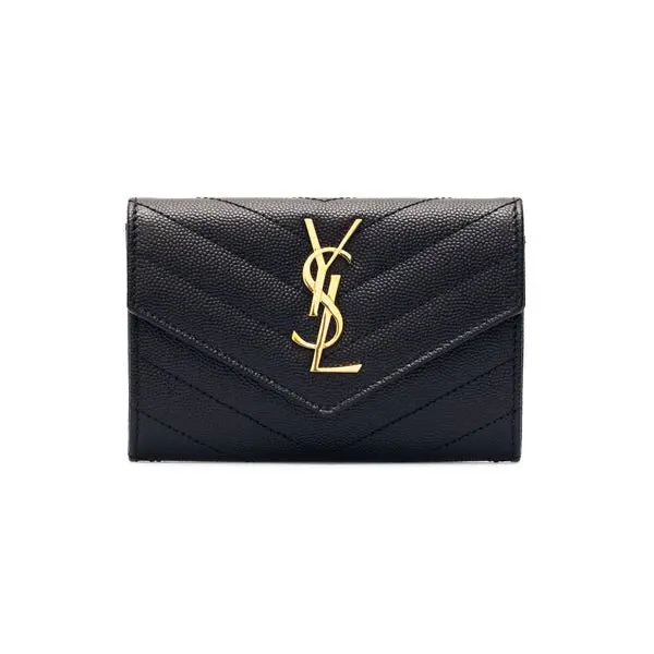 Saint Laurent Grain De Poudre Leather Wallet - Black
