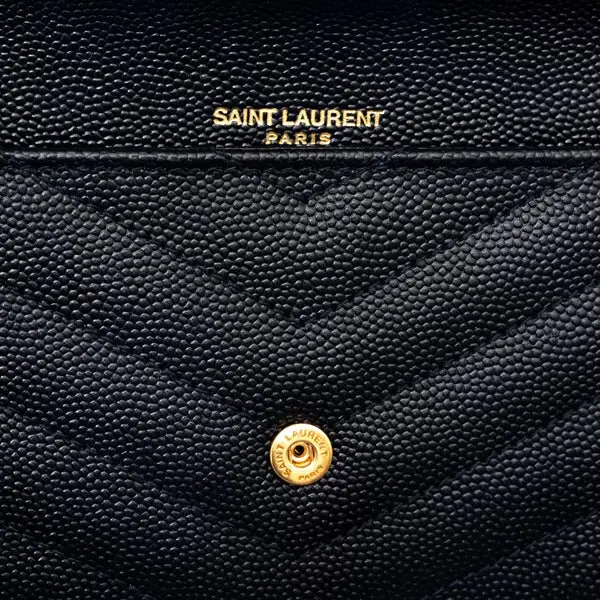 Saint Laurent Grain De Poudre Leather Wallet - Black