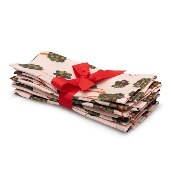 La DoubleJ Patterned Linen Napkin Set - Multicolor