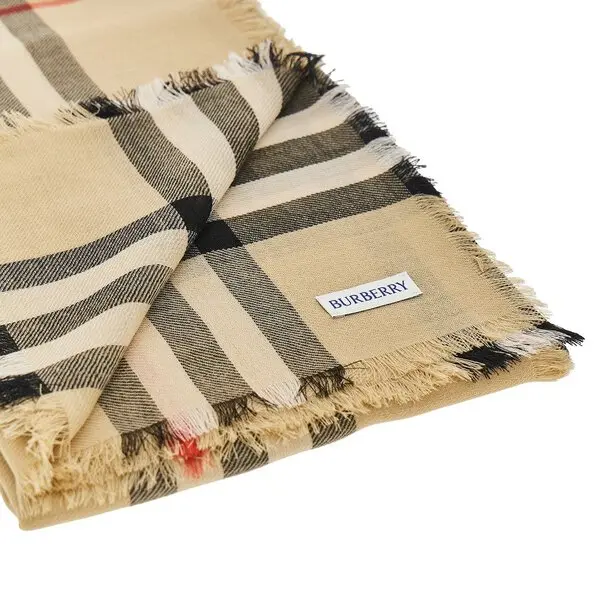 Burberry Check Wool Scarf - Beige