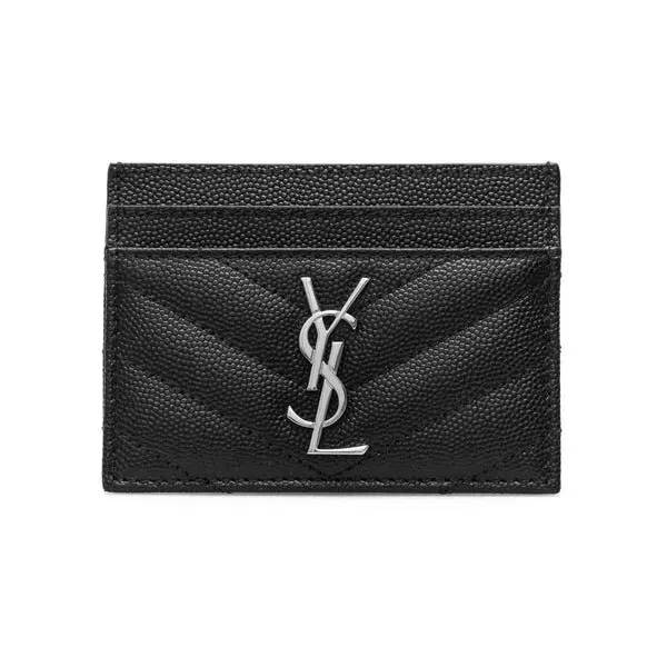 Saint Laurent Grain De Poudre Leather Cardholder
