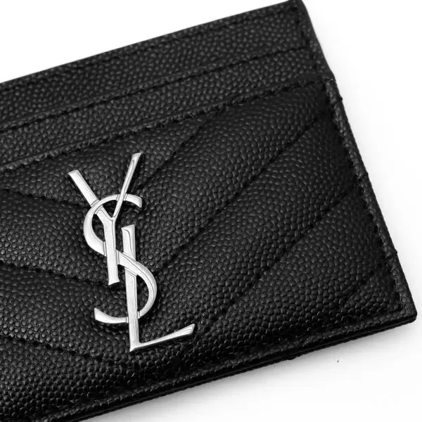 Saint Laurent Grain De Poudre Leather Cardholder