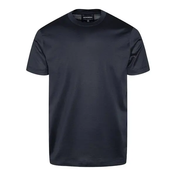 Emporio Armani T-hirt In Tencel Blend Jerey - Blue