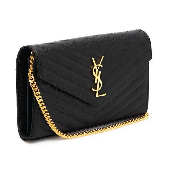 Saint Laurent Cassandre' Leather Wallet On Chain - Black