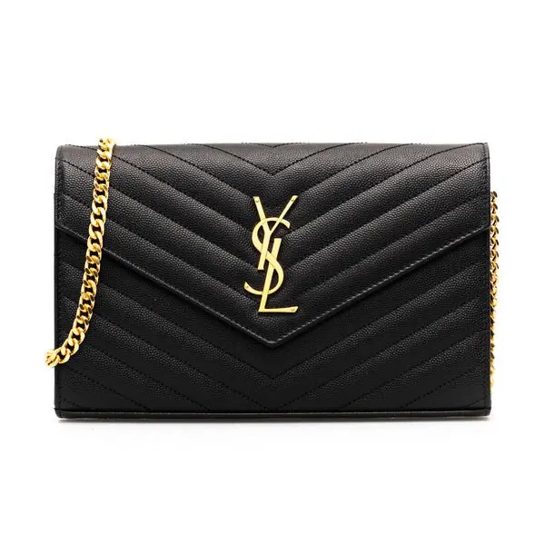 Saint Laurent Cassandre' Leather Wallet On Chain - Black
