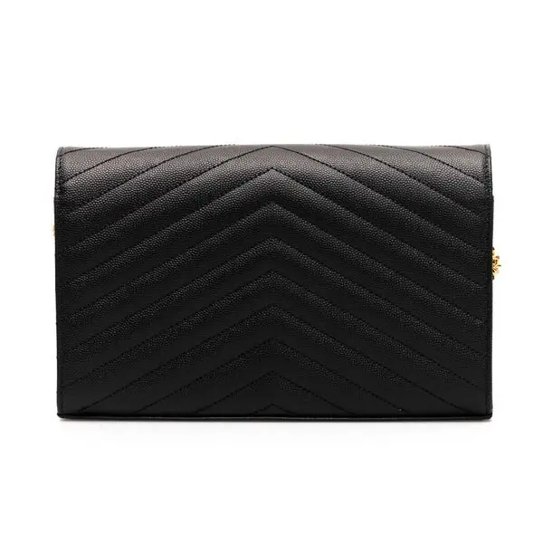 Saint Laurent Cassandre' Leather Wallet On Chain - Black
