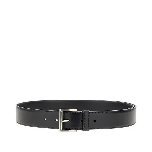 Prada Leather Belt With Silver-finished Buckle - Black