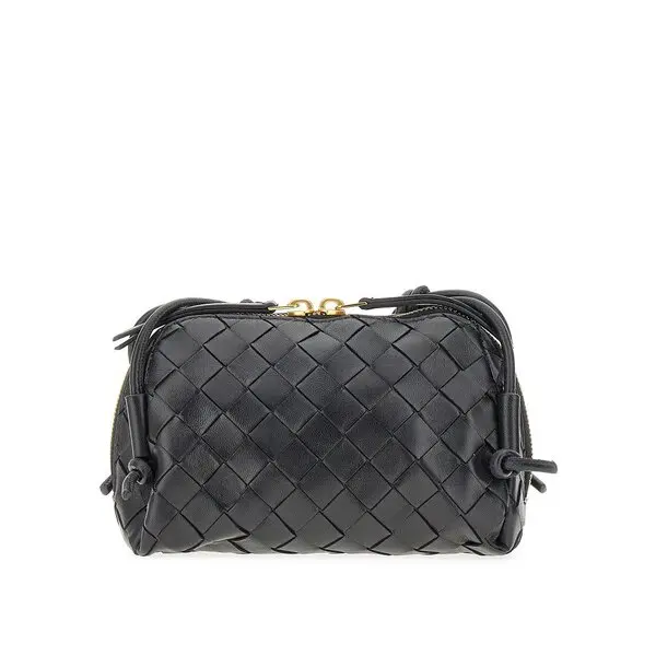 Bottega Veneta Intrecciato Leather Pouch On Strap - Black