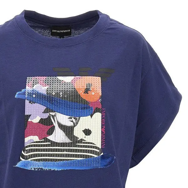 Emporio Armani Embellished Sequin Print T-shirt