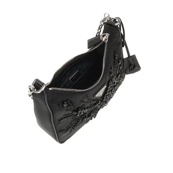 Prada Re-nylon Embroidered Re-edition Mini Bag With Saffiano Leather Details