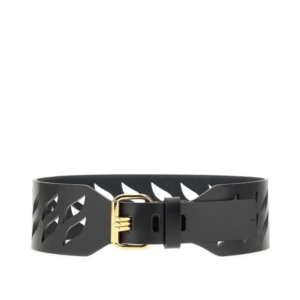 Etro Openworked Motif Leather Belt - Black