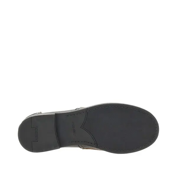 Miu Miu Vintage Effect Leather Penny Loafers - Brown