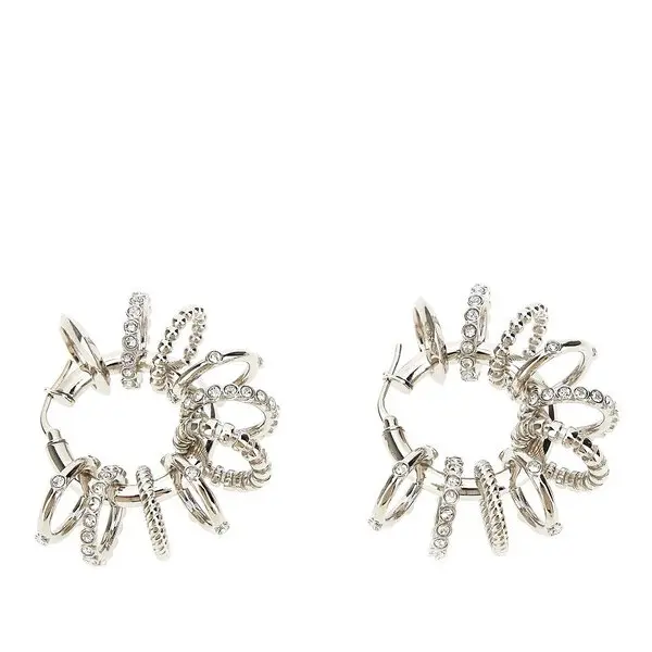 Amina Muaddi Multi Ring Hoop Earrings With Crystals