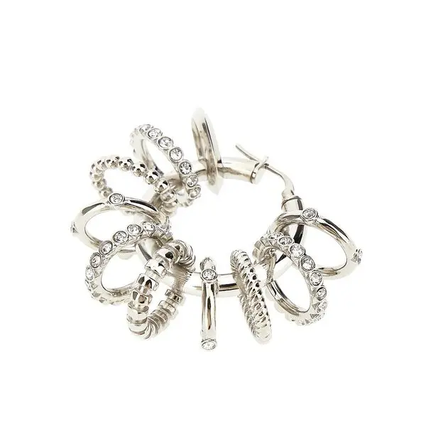Amina Muaddi Multi Ring Hoop Earrings With Crystals