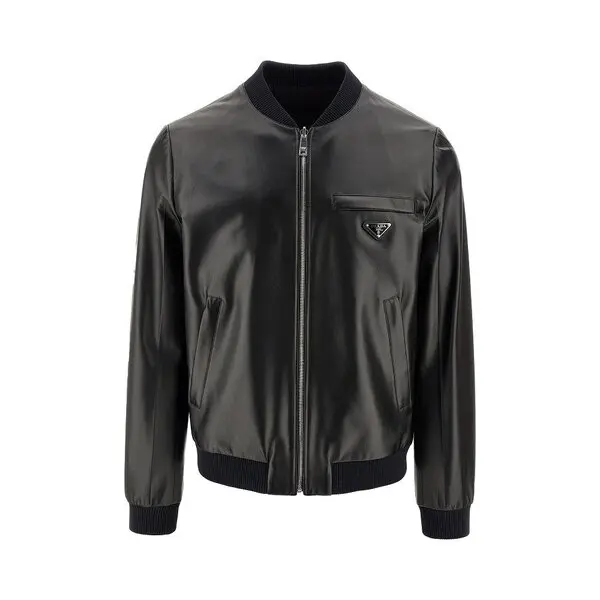 Prada Re-nylon And Leather Reversible Bomber Jacket - Black