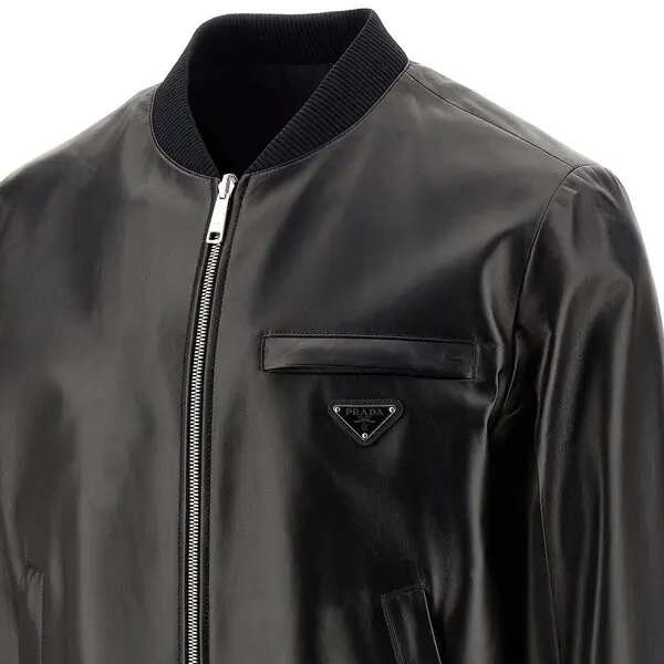 Prada Re-nylon And Leather Reversible Bomber Jacket