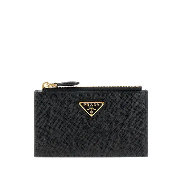 Prada Saffiano Leather Cardholder Pouch - Black