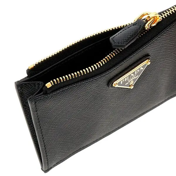 Prada Saffiano Leather Cardholder Pouch - Black