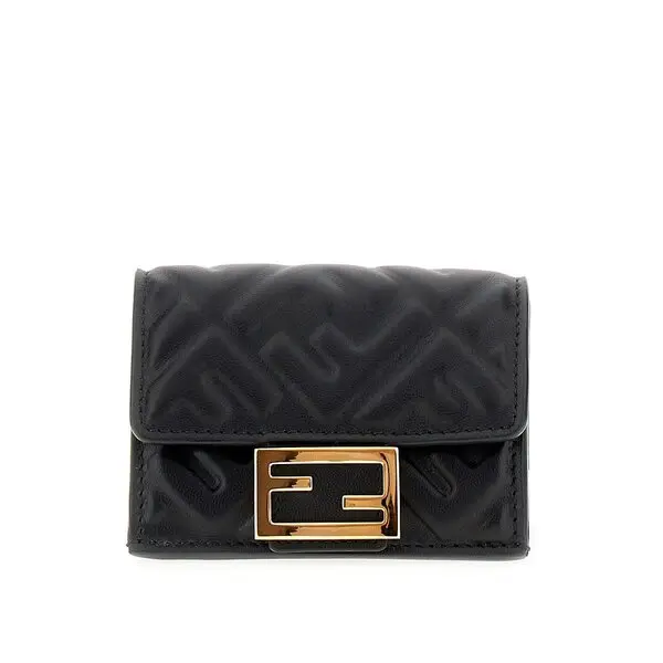 Fendi Micro Trifold Baguette Wallet - Black