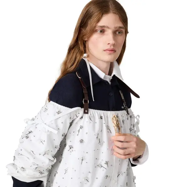 Miu Miu Embroidered Poplin Mini-dress