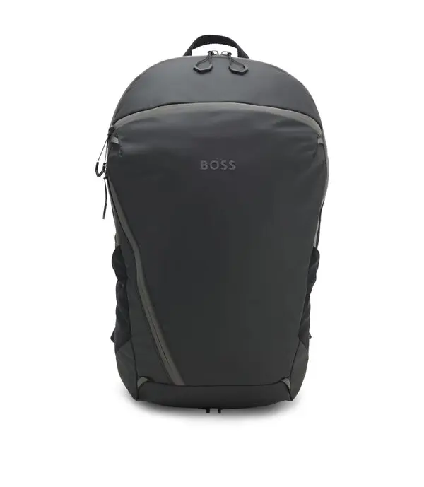 BOSS Faux-leather Backpack With Reflective Details - Black