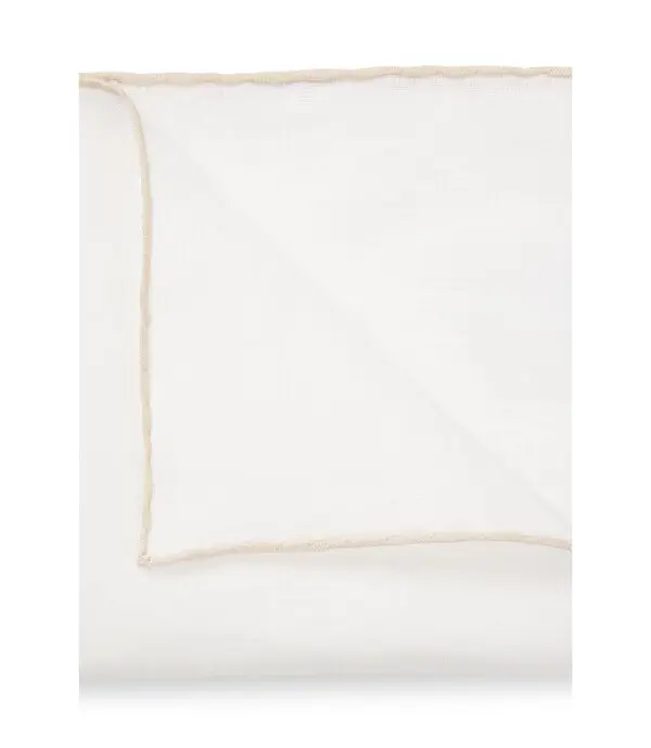 BOSS One Linen Pocket Square With Contrast Border - Light Beige