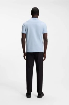 BOSS Stripe-trim Polo Shirt In Stretch Cotton