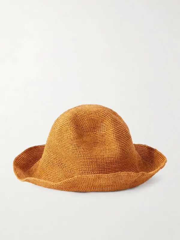 Ruslan Baginskiy Monogram Embellished Straw Bucket Hat