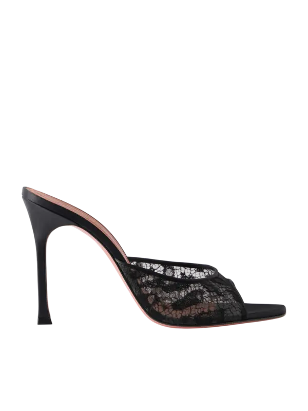 Amina Muaddi Alexa 105 Lace Mules - Black